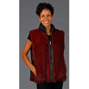 A.J. Ugent Furs | Jackets & Coats | Red Knitted Mink Fur Vest With Rain ...